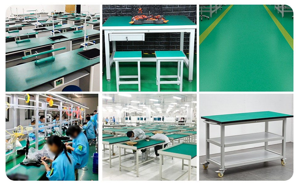 LOGIJOY Alfombrilla de goma ESD de 23.7 x 118 pulgadas, antiestática, de alta temperatura, de ...