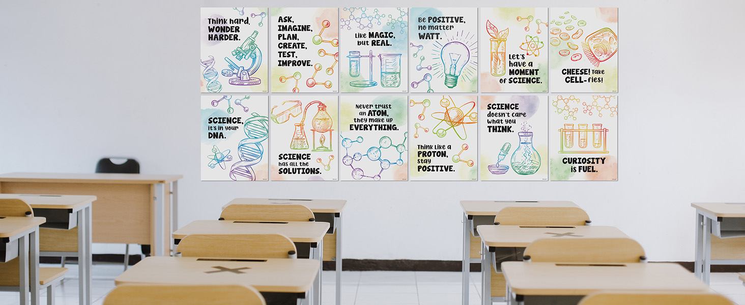 Amazon.com: Decorably 12 Science Quotes Posters for Classroom, 8.5x11in ...