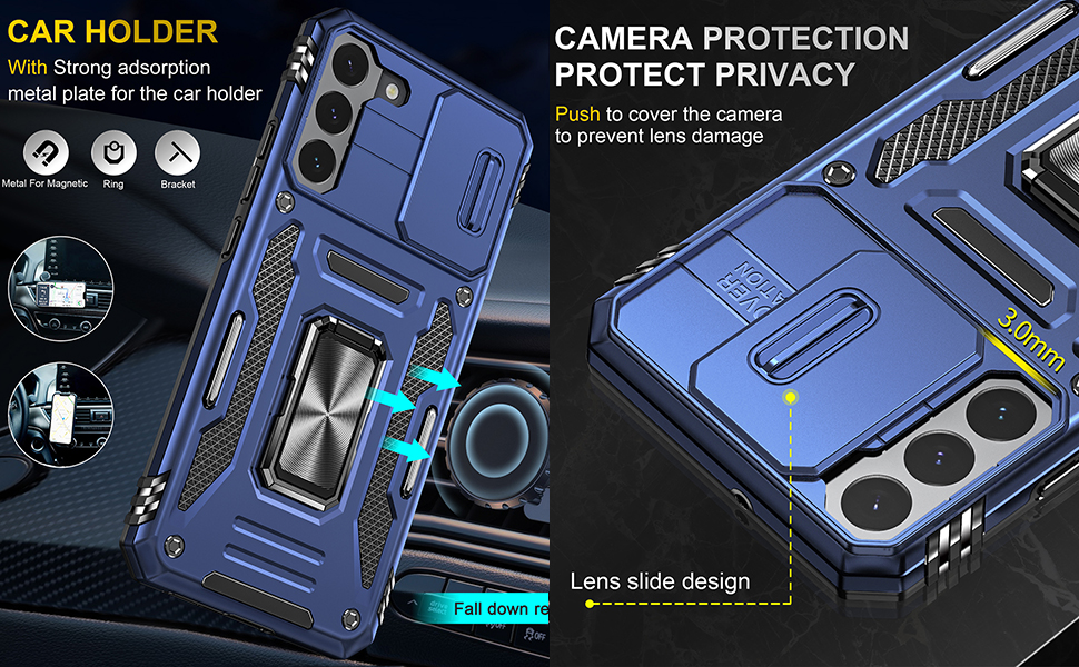 Amazon.com: KOBBRAN for Samung Galaxy S22 Plus Case S22+ Plus Case with Slide Camera Cover Ring ...