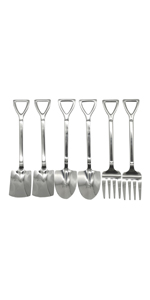 Amazon.com | Pinenjoy 12Pcs Shovel Spoons and Fork Set 18/10(304) Stainless Steel Spade Shape ...
