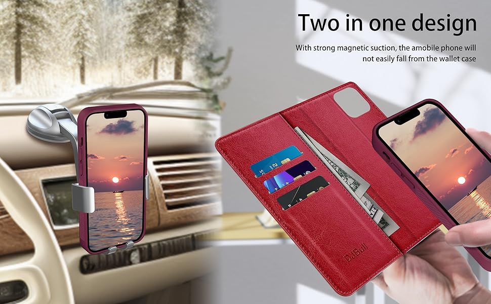 Amazon.com: DJBull for iPhone 13 2-in-1 Detachable Wallet case with Credit Card Holder【RFID ...