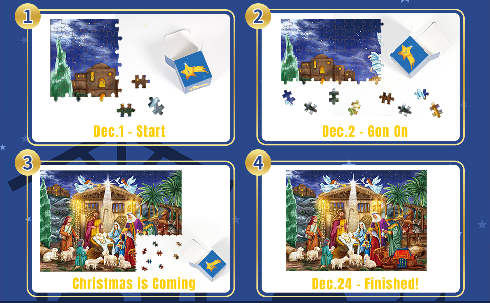 Amazon.com: Nativity Scene Puzzle Advent Calendar 2024 Adult Teens, 24 Day Christmas Jigsaw ...
