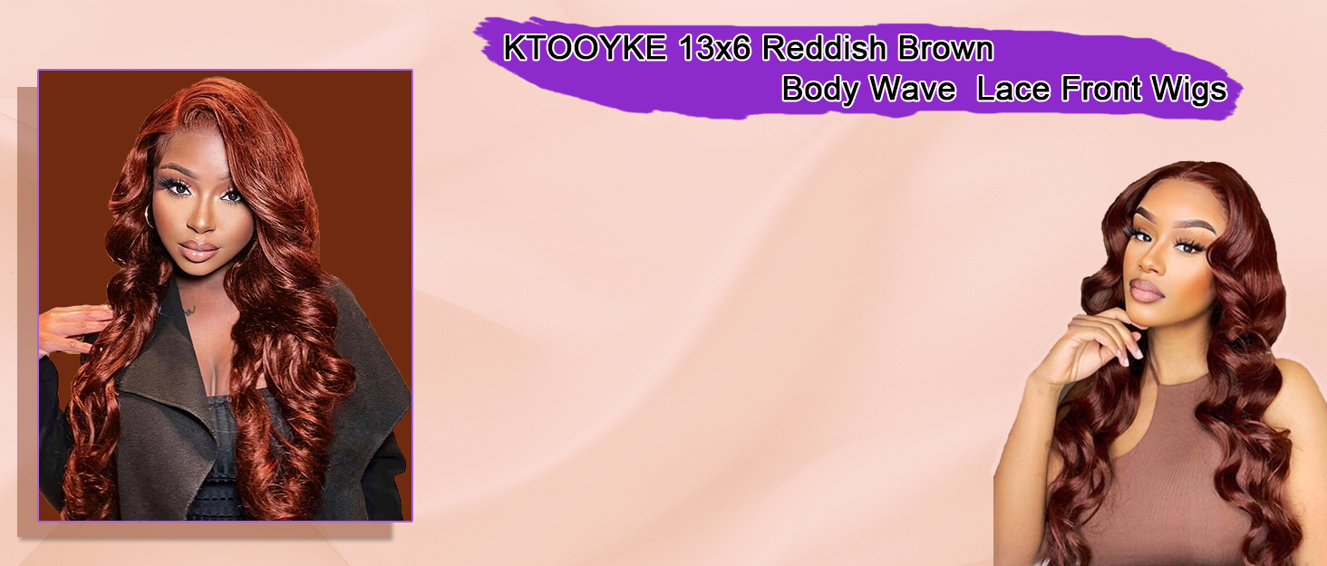 Amazon.com : KTOOYKE Body Wave Reddish Brown 34 Inch 13x6 Lace Front Wigs Human Hair Pre Plucked ...