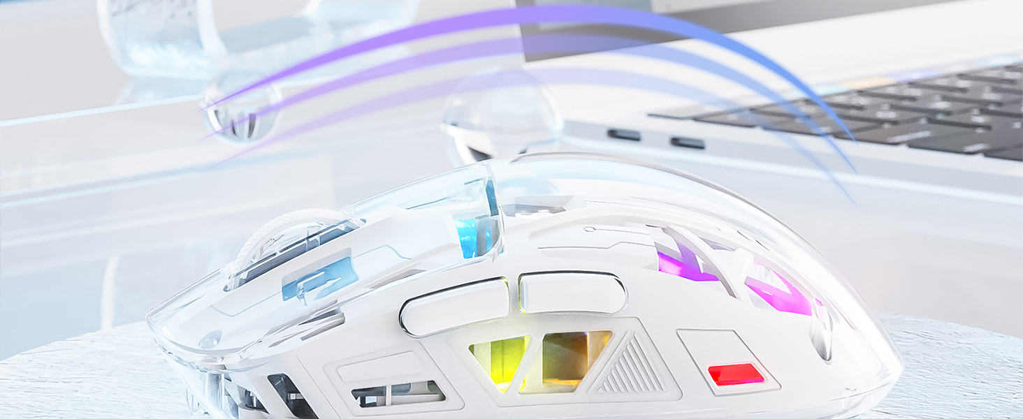 FREEWOLF A2 Wireless Gaming Mouse, Dual Mode 2.4G/Bluetooth PC Gaming Mice, Ergonomic RGB Mouse ...