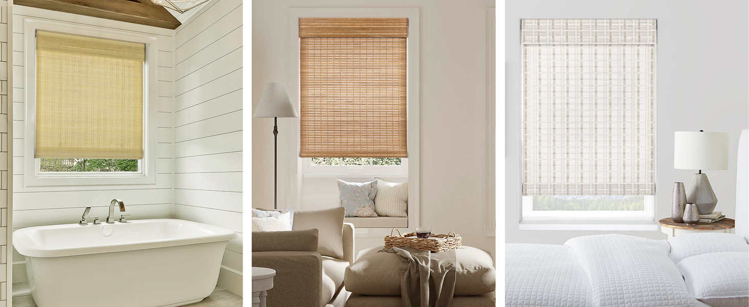 Amazon.com: LazBlinds No Tools No Drill Cordless Bamboo Roman Shades ...