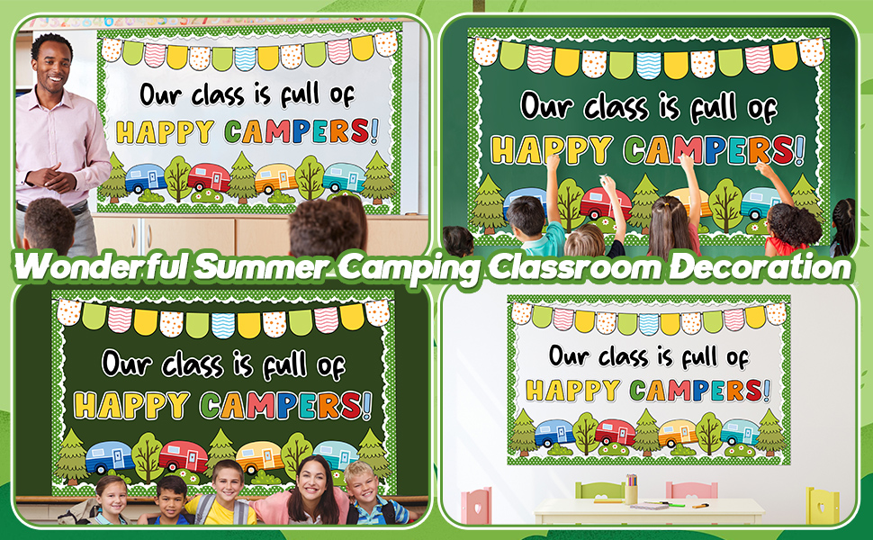 Amazon.com : Justforjoyful Camping Bulletin Board Decoration Set Summer ...
