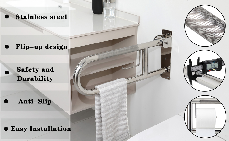 Amazon.com: Rackickyer Handicap Grab Bar, 23.6 Inch Stainless Steel Toilet Safety Rails ...