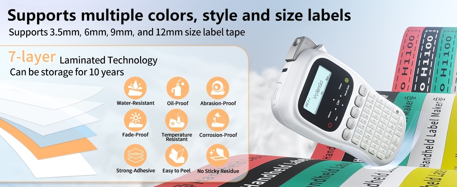 Label Maker Machine, H1100 Label Printer Handheld Portable Label Maker with Backlit LCD One ...