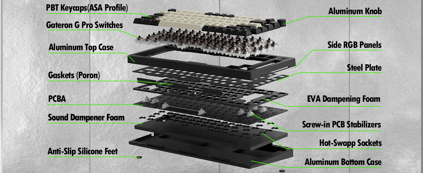 Amazon.com: INLAND KB83 MK Pro Gaming Keyboard Hot-swappable, 75% Layout Wired QMK/VIA ...