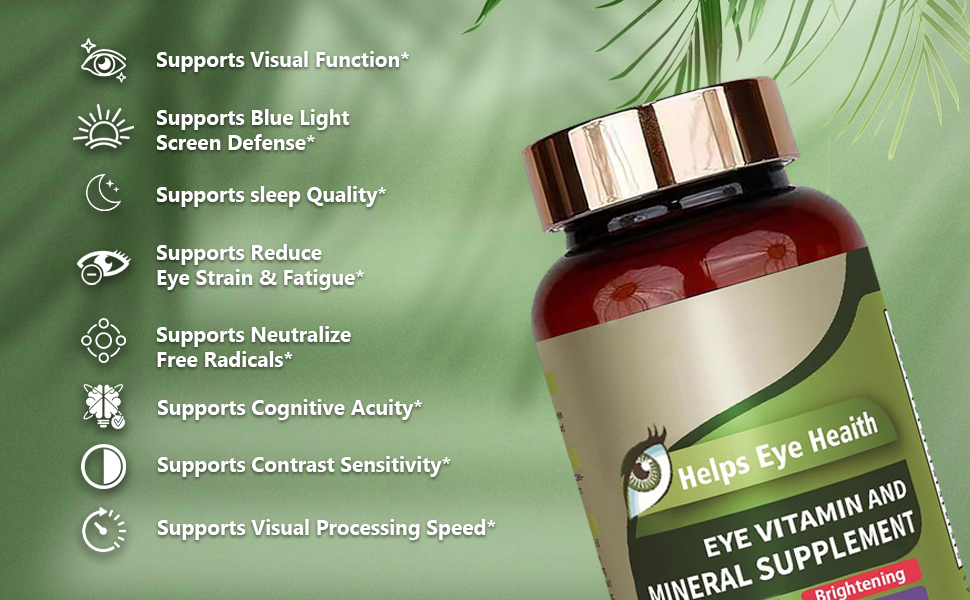 Amazon.com: Eye Vitamin & Mineral Supplement with Lutein, Zeaxanthin, Supports Eye Strain ...