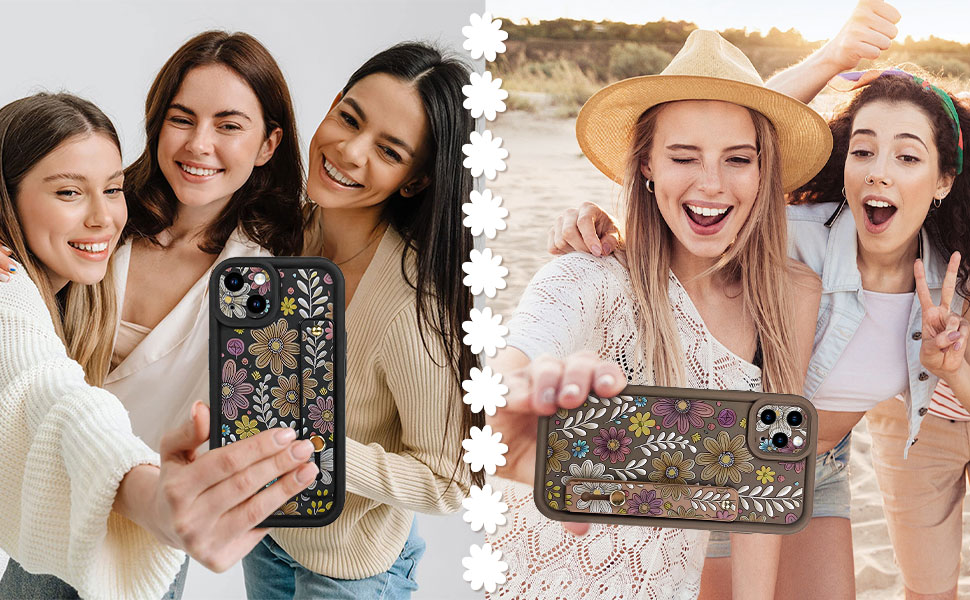 Amazon.com: Lovmooful Compatible for iPhone 15 Case Cute Aesthetic Color Flower Floral Leaf with ...