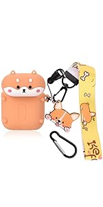 Amazon.com: Aleviker Cute AirPods Cases with Bear Keychain Cartoon Biscuit Bear Design Full ...