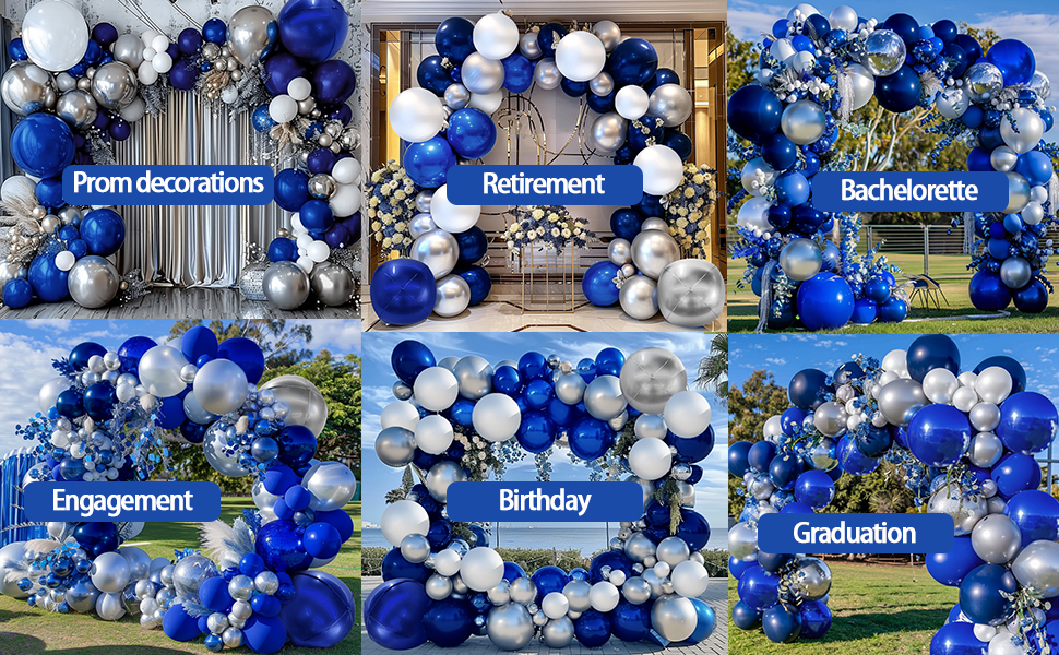 Amazon.com: Navy Blue White Balloons Royal Blue Balloon Garland Pearl White Silver Balloon Arch ...