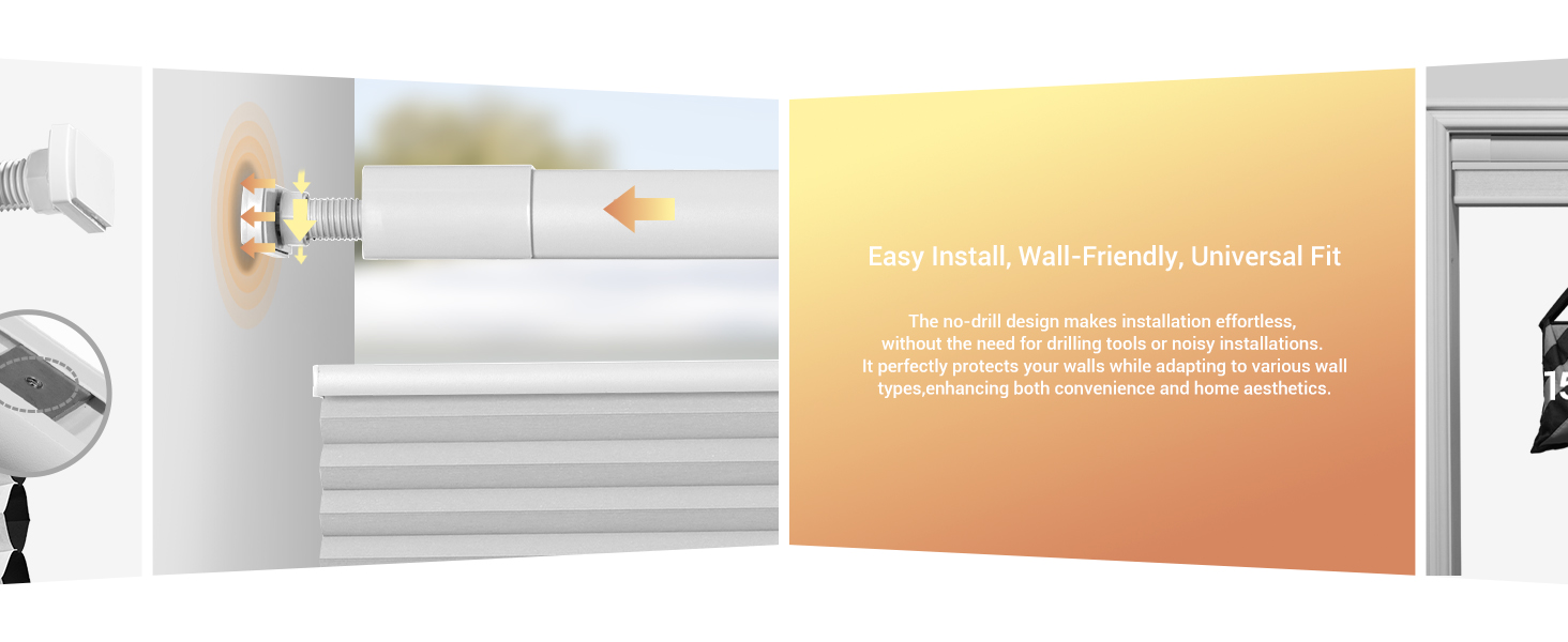 HOTSOON No Drill No Tools Blackout Cellular Shades Top Down Bottom Up ...