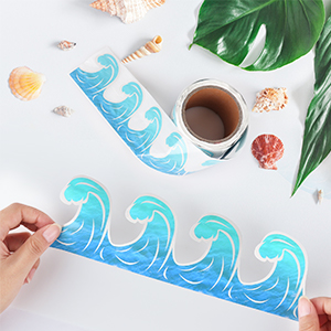 Amazon.com: Ocean Waves Bulletin Board Border Trim Paper Self Adhesive ...