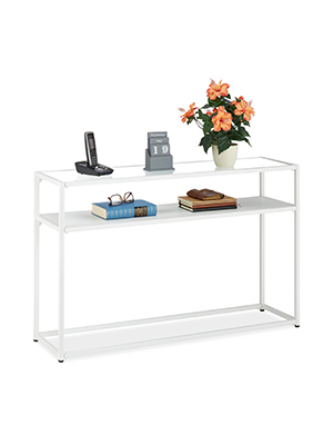 Relaxdays Konsolentisch, 2 Ebenen, Flur & Wohnzimmer, HBT: 70 x 110 x 30 cm, Metall, Glas ...