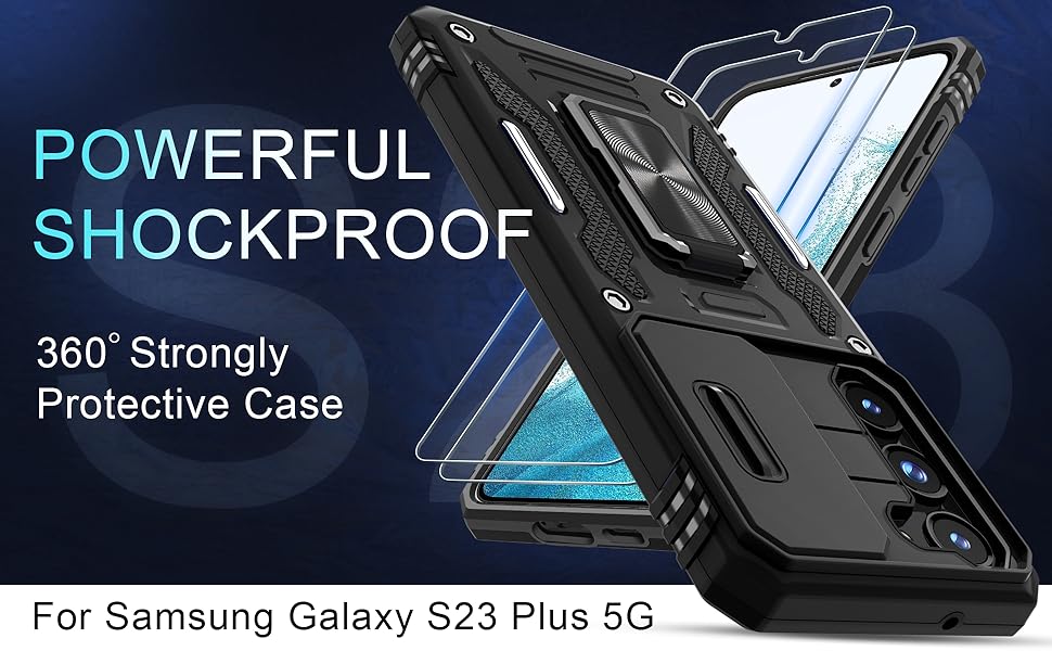 Amazon.com: DEERLAMN Case for Samsung Galaxy S23+ Plus with Slide Camera Cover+Screen Protector ...