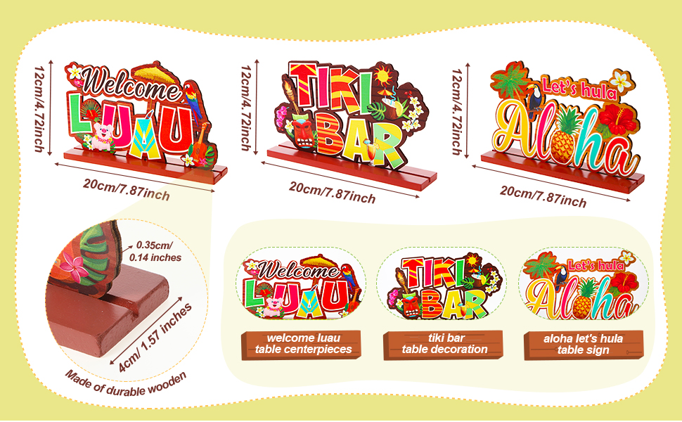 Amazon.com: Blulu Luau Party Signs Aloha Signage Tiki Party Table ...