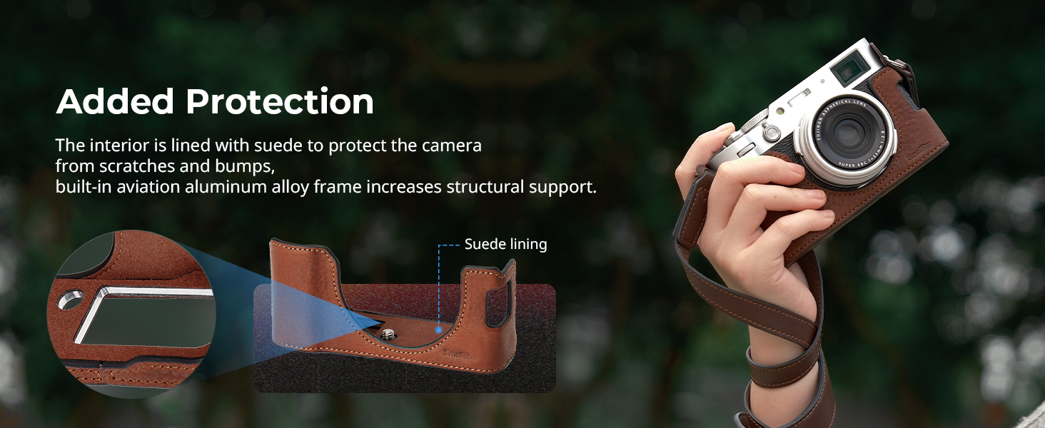 Amazon.com : SMALLRIG X100VI Half Leather Case Kit with Shoulder Strap, Retro Style Leather ...