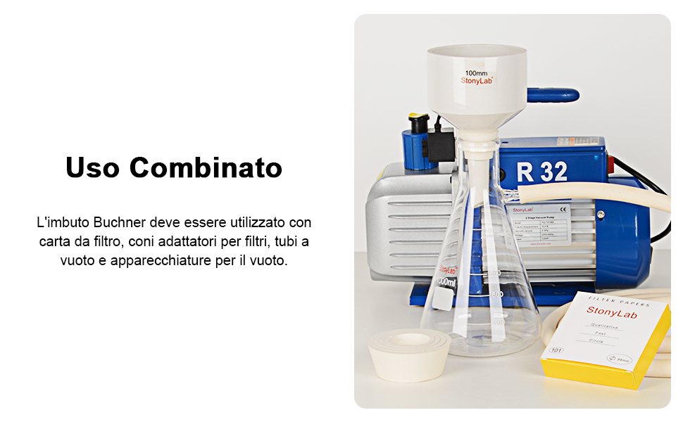 stonylab Imbuto Buchner in Porcellana 100mm, Imbuto per Filtro in ...