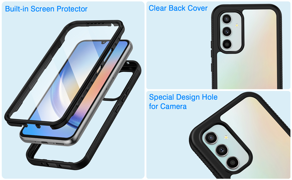 CENHUFO for Samsung A34 5G Case, Built-in Screen Protector 360 Full Body Protective Rugged ...