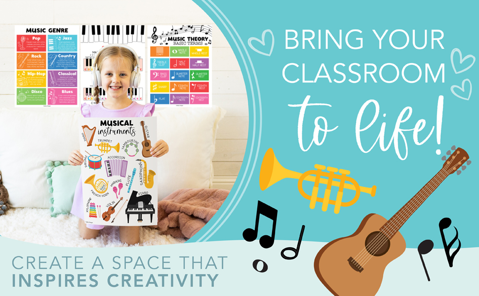 Amazon.com: Hadley Designs 9 Music Classroom Posters – Colorful Music ...