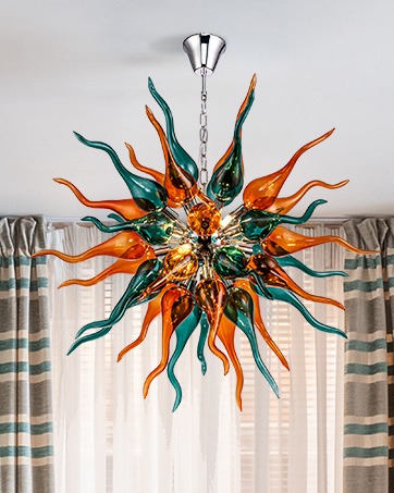 HASUN Modern Chandelier, Luxury Hand Blown Glass Dining Room Chandelier ...