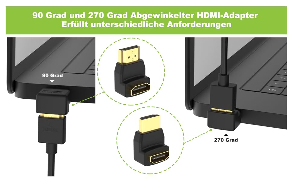 LEENUE 4 Stück HDMI Winkelstecker 90 Grad und 270 Grad, HDMI Winkel Adapter, 4K Stecker auf ...
