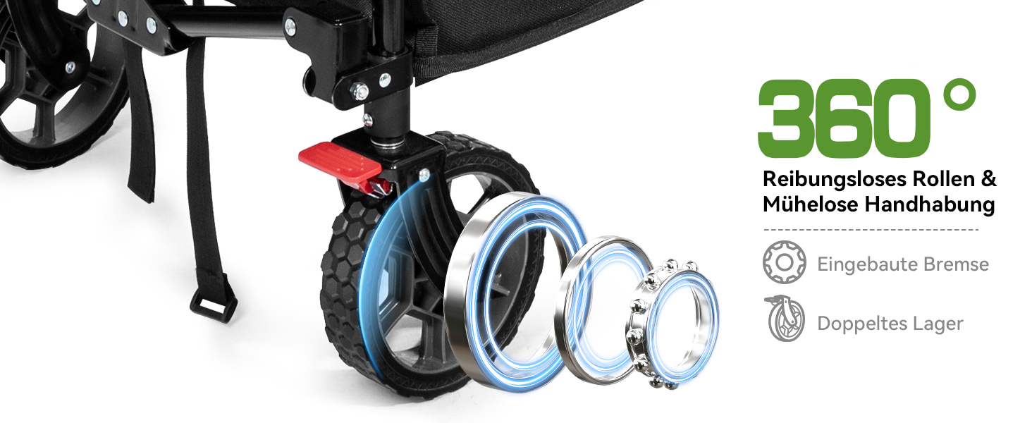 HIKENTURE Bollerwagen Faltbar 135L - Faltbarer Bollerwagen 150KG belastbar - Klappbarer ...