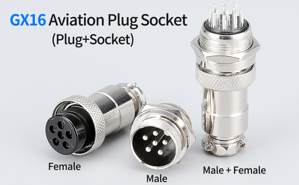 Amazon.com: 5Sets GX16 4 Pin Aviation Connector Panel Mount Circular Metal Adapter Male Female ...