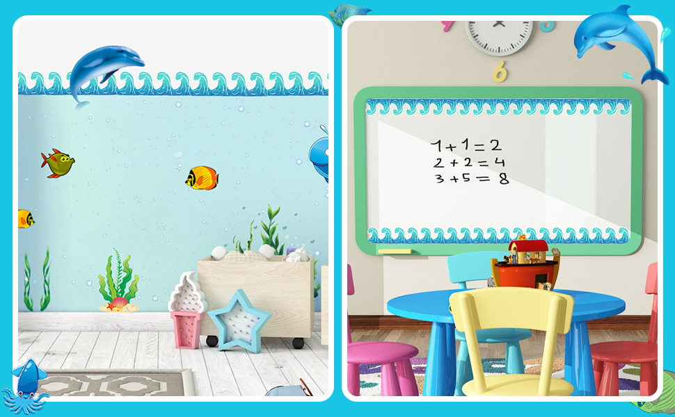 Amazon.com: Ocean Waves Bulletin Board Border Trim Paper Self Adhesive ...