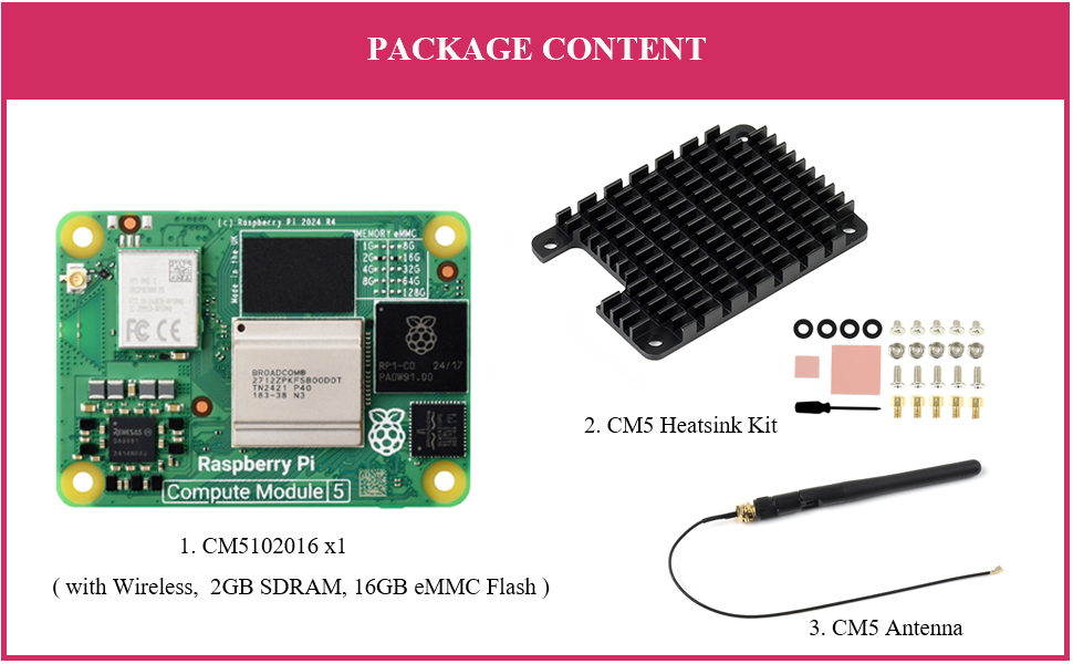 Amazon.com: CM5 Pi Compute Module 5 Kit Comes with Official CM5102016 ...