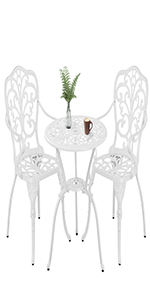 Amazon.com: PATIO-IN 3 Piece Outdoor Bistro Set, Cast Aluminum Outdoor Bistro Table and Chairs ...