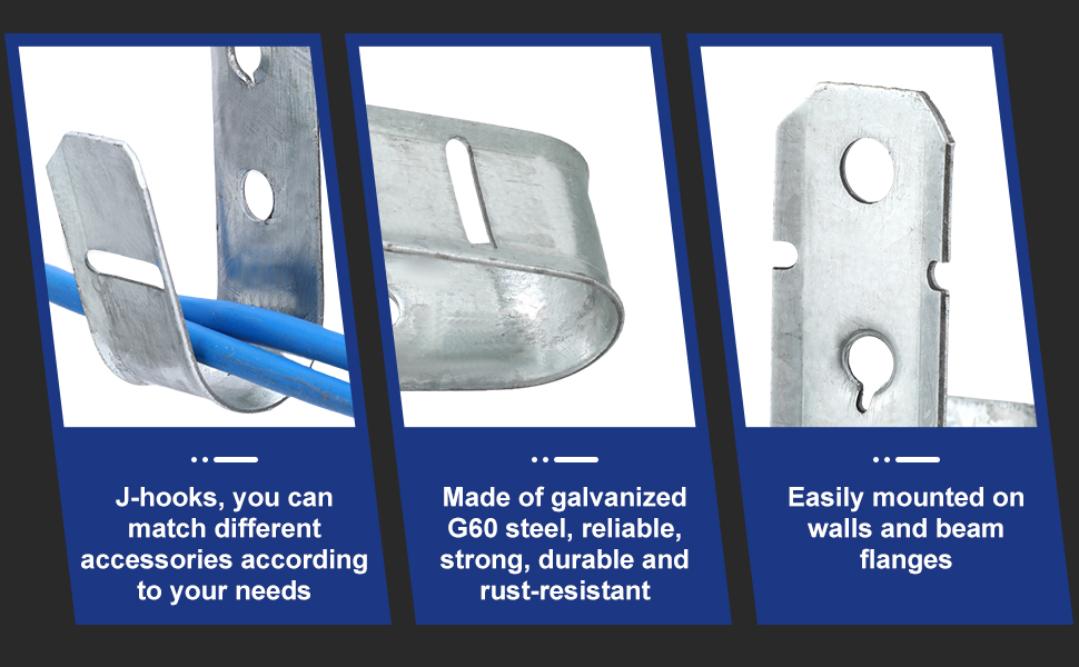 Amazon.com: Gisafai 25 Pcs Cable Support J-hook, Garage Hooks for Hanging, Heavy Duty Metal ...