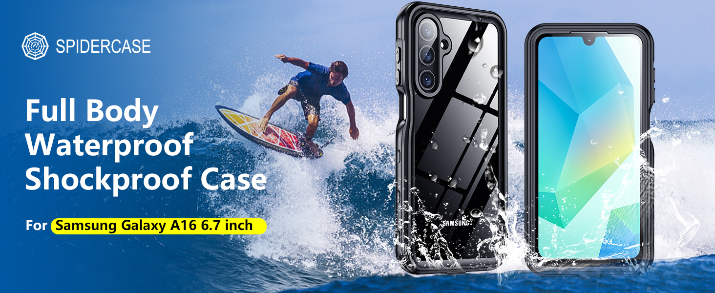 Amazon.com: SPIDERCASE for Samsung Galaxy A16 5G Case Waterproof,Built-in Screen & Camera Lens ...