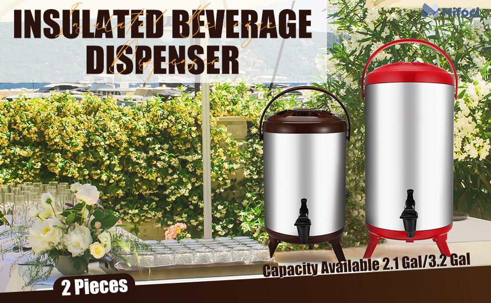Amazon.com | Mifoci 2 Pcs Stainless Steel Insulated Beverage Dispenser Hot Drink Beverage ...