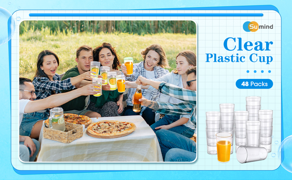 Amazon.com | 48 Pack 12 oz Clear Plastic Cup Frosted Stackable Water ...