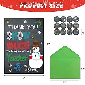 Amazon.com : Fancy Land Christmas Thank You Cards for Teachers 12Pcs ...