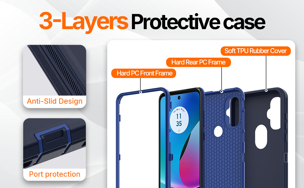 Amazon.com: Migeko for Moto G-Play 2023 Case: with 2 Pack Glass Screen Protector, [Full-Body ...