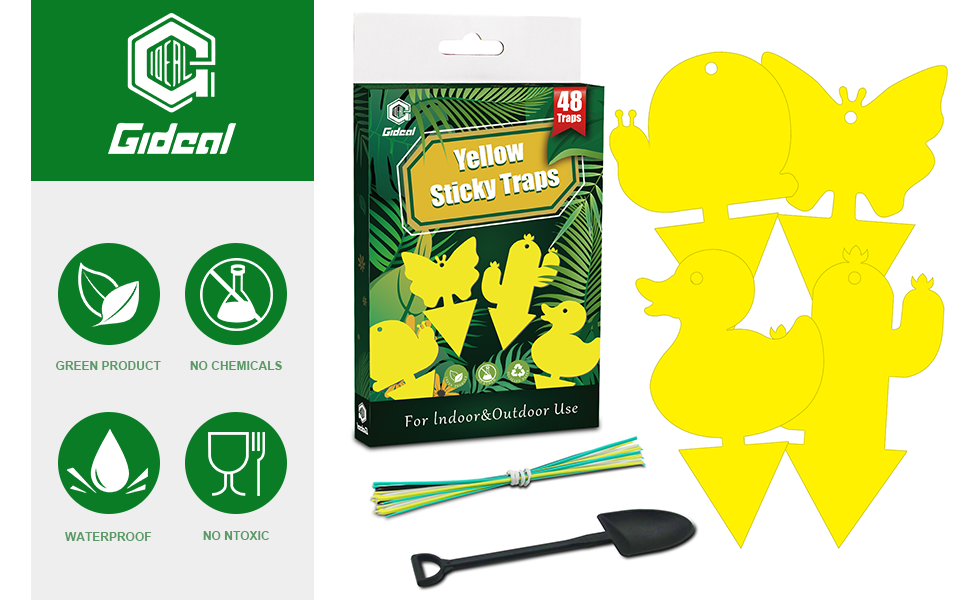 Amazon.com : Gideal 48-Pack Dual-Sided Yellow Sticky Traps for Indoor/Outdoor Use, Gnat Trap for ...