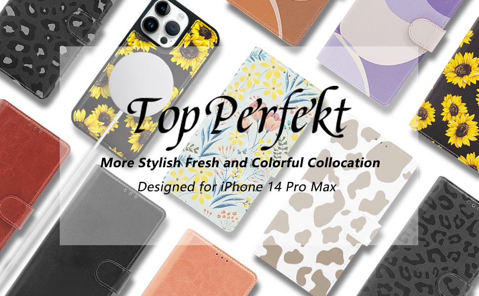 Amazon.com: TopPerfekt for iPhone 14 Pro Max Magnetic Clasp Wallet Case, Compatible with MagSafe ...