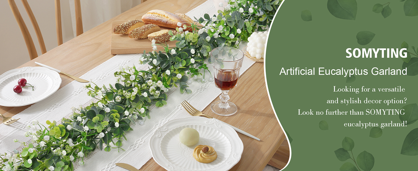 Amazon.com: SOMYTING Artificial Eucalyptus Garland 2 Packs 6Ft Faux Eucalyptus Garlands ...