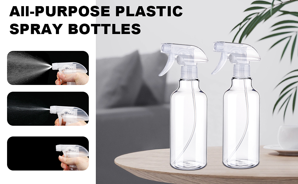Amazon.com: Plastic Spray Bottles Empty Spray Bottle 16.9oz/500ml 2 Pack Heavy Duty Spraying ...