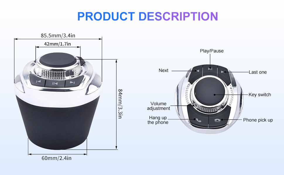 Universal Wireless Car Steering Wheel Control Remote Button Support Bluetooth Control Suitable ...