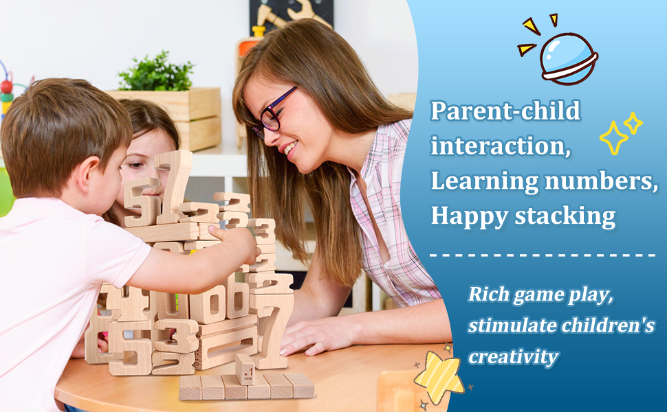 Amazon.com: Lasoba Wooden Number Building Blocks, Large Digit Blocks 1 ...