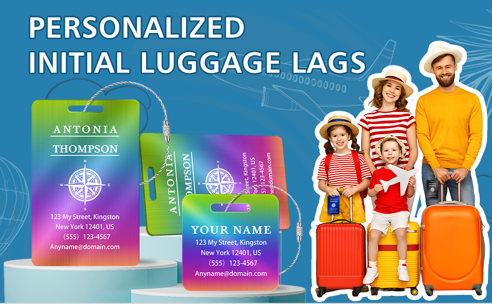 Amazon.com | Personalized Luggage Tags for Suitcases (2/4/6/8 Pack) - Custom Engraved Metal ...