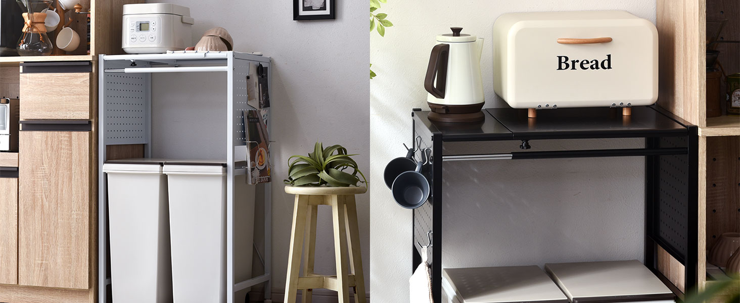 Amazon.co.jp: ワイエムワールド キッチンラック ゴミ箱上ラック レンジ台 スリム ホワイト 00-100061 : ホーム＆キッチン