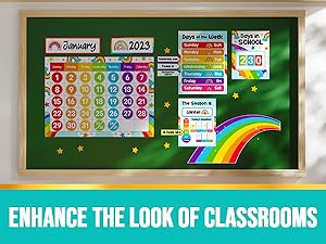 Amazon.com: Decorably 147 Pcs Cutouts Rainbow Vibrant Class Calendar ...