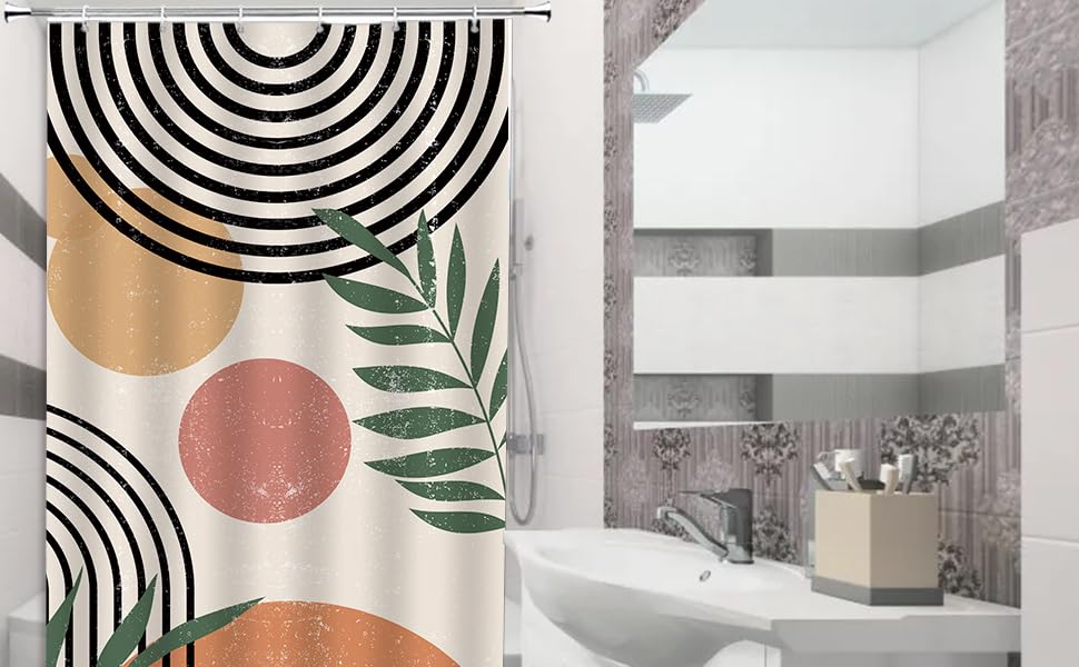 Amazon.com: NYDSZNE Mid Century Stall Shower Curtain Modern Abstract Retro Geometric Rainbow ...