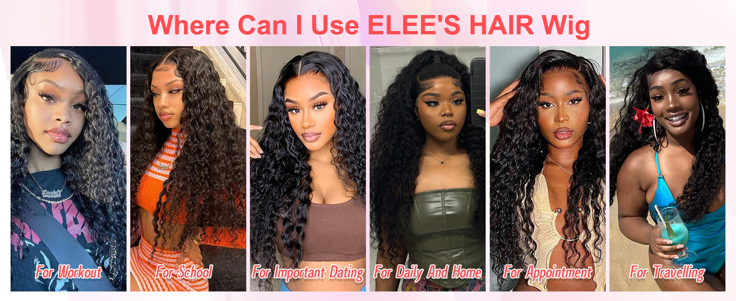 Amazon.com: ELEE'S HAIR 13x6 Water Wave Lace Front Wigs Human Hair 24 Inch 180% Density Water ...